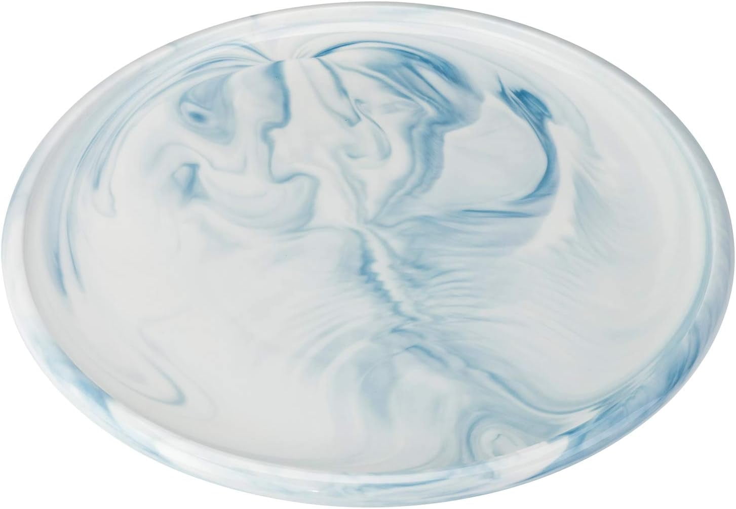 12" Fine Porcelain 'Marble' Blue Round Plate, Bone China Platter, Set ...