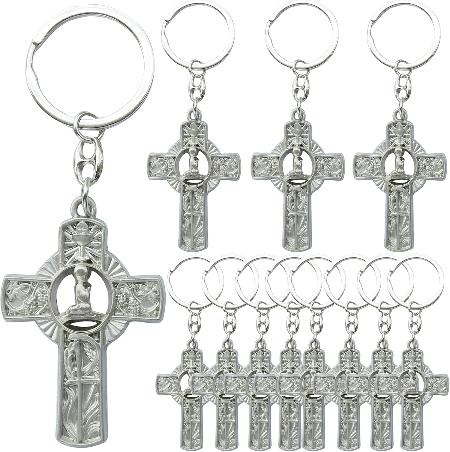 12 First Holy Communion Cross Metal Party favor Boy in Favor Blue Box ...