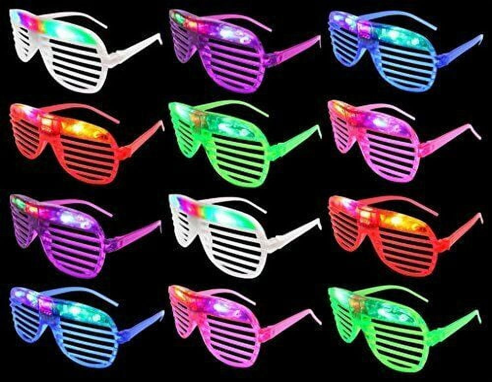 VT 12 Flashing LED Multi Color Slotted Shutter Light Up Glasses for ...