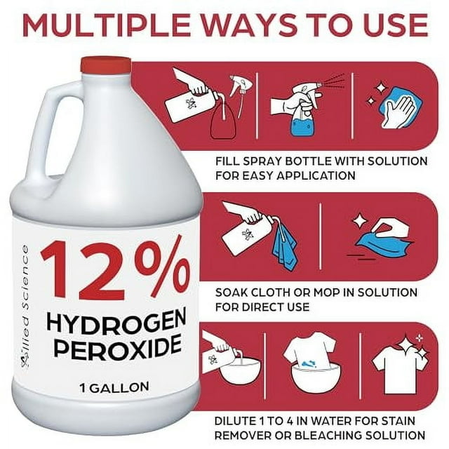 12% Food Grade Hydrogen Peroxide, 4X Stronger, Dilute and Use for ...