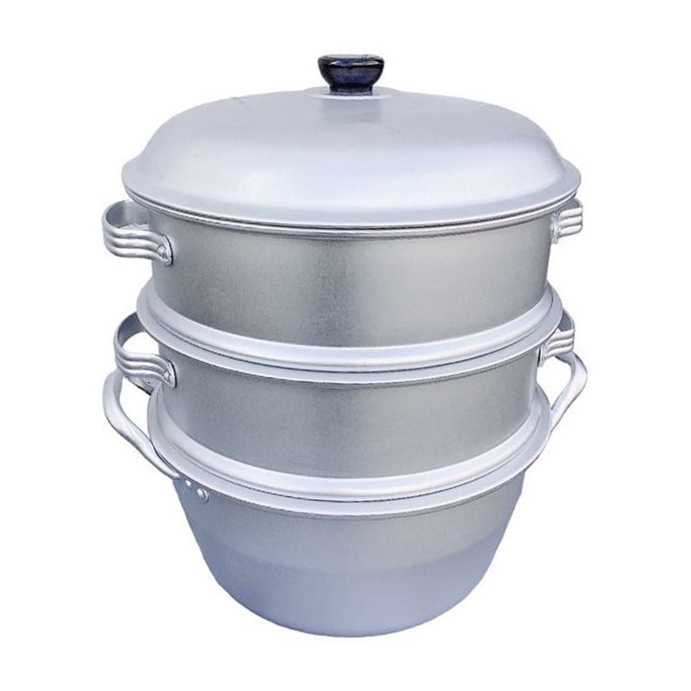 12" Food Steamer Aluminum 3-tier Steam Pot with Lid for Vegetables ...