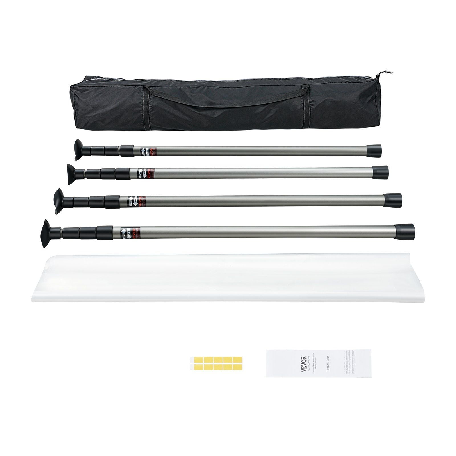 12-Foot Dust Barrier Pole System – 4 Telescoping Poles with 32'x13 ...