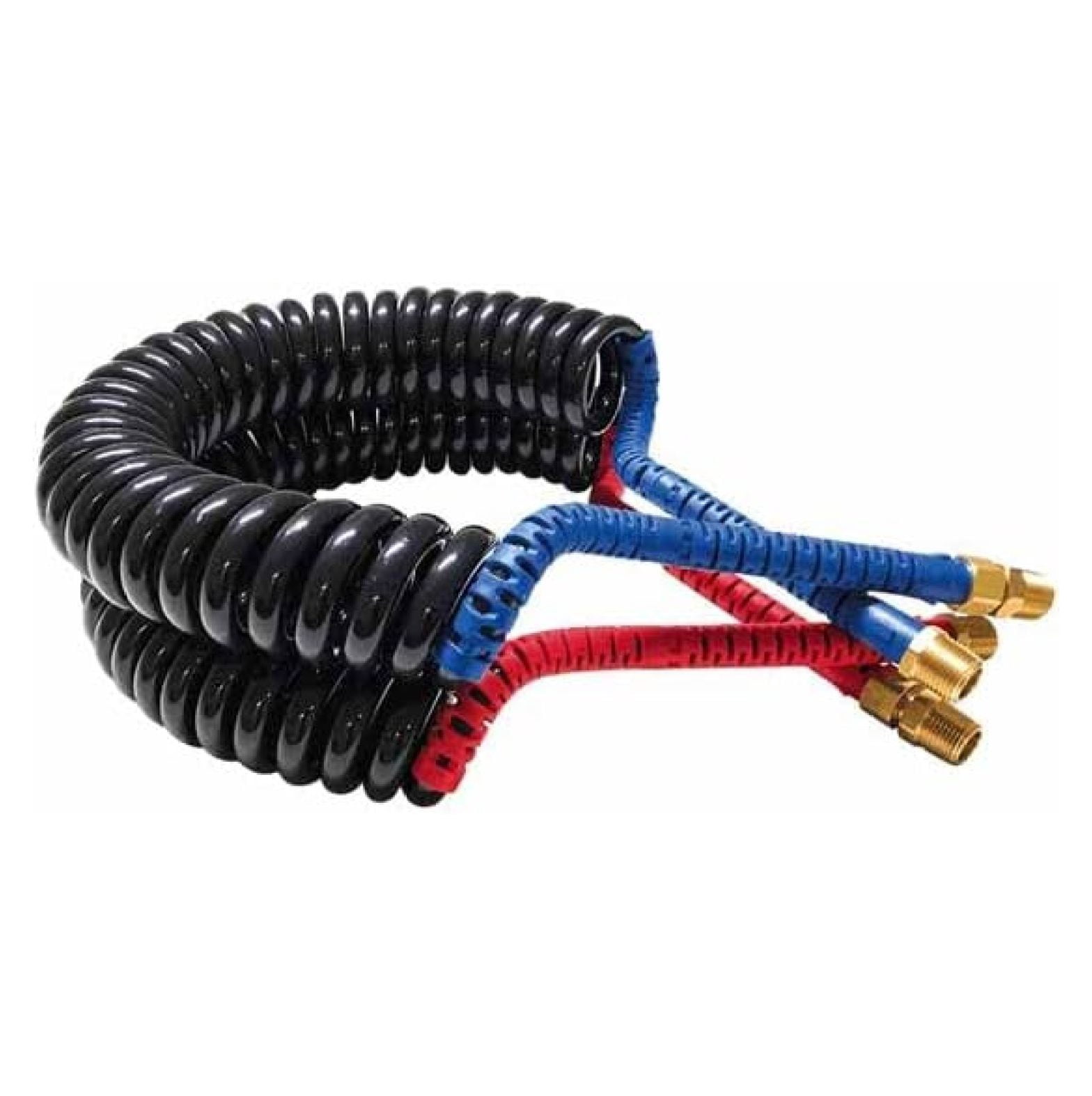 12 Foot Kink-Repairing 40MM Diameter Air Brake Coiled Hoses with Blue ...