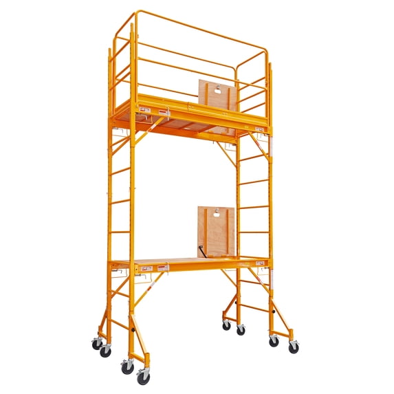 SupremeEquip 12ft Construction Scaffold, Stair Compatible, Rolling ...