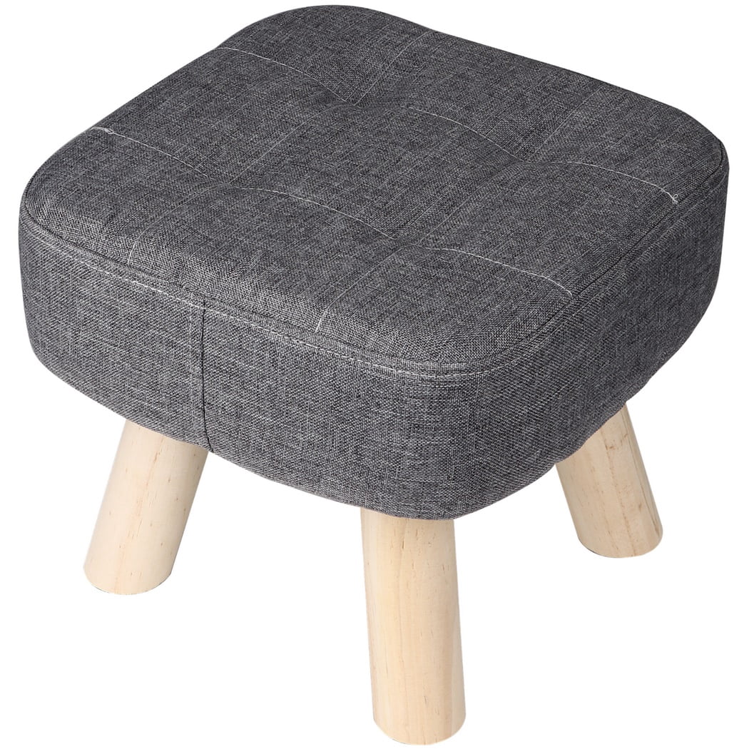 12’’ Footstool, Soft Sponge Padded Seat Footrest with Wooden Legs 220lb ...