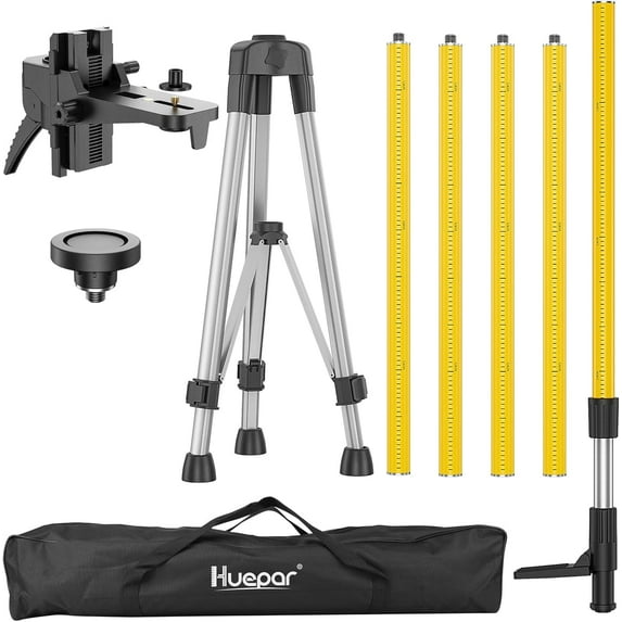 12 Ft./3.7M Professional Laser Level Pole with Tripod and 1/4-Inch by ...