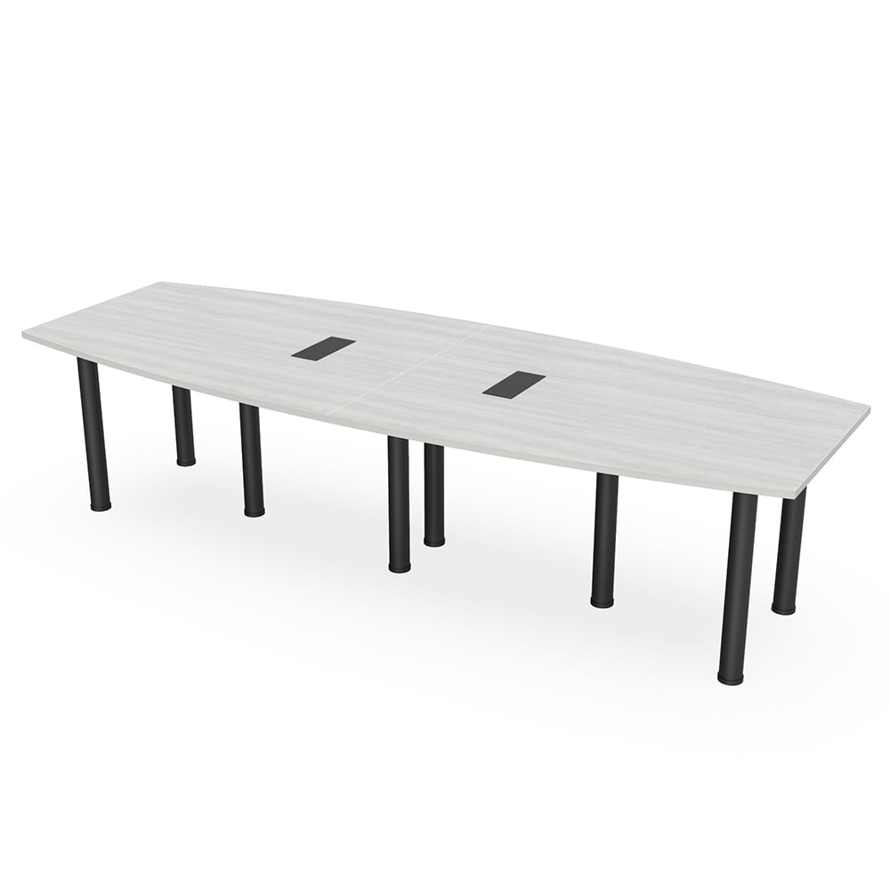 12 Ft Boat Shaped Conference Table with Power And Data Post Legs ...