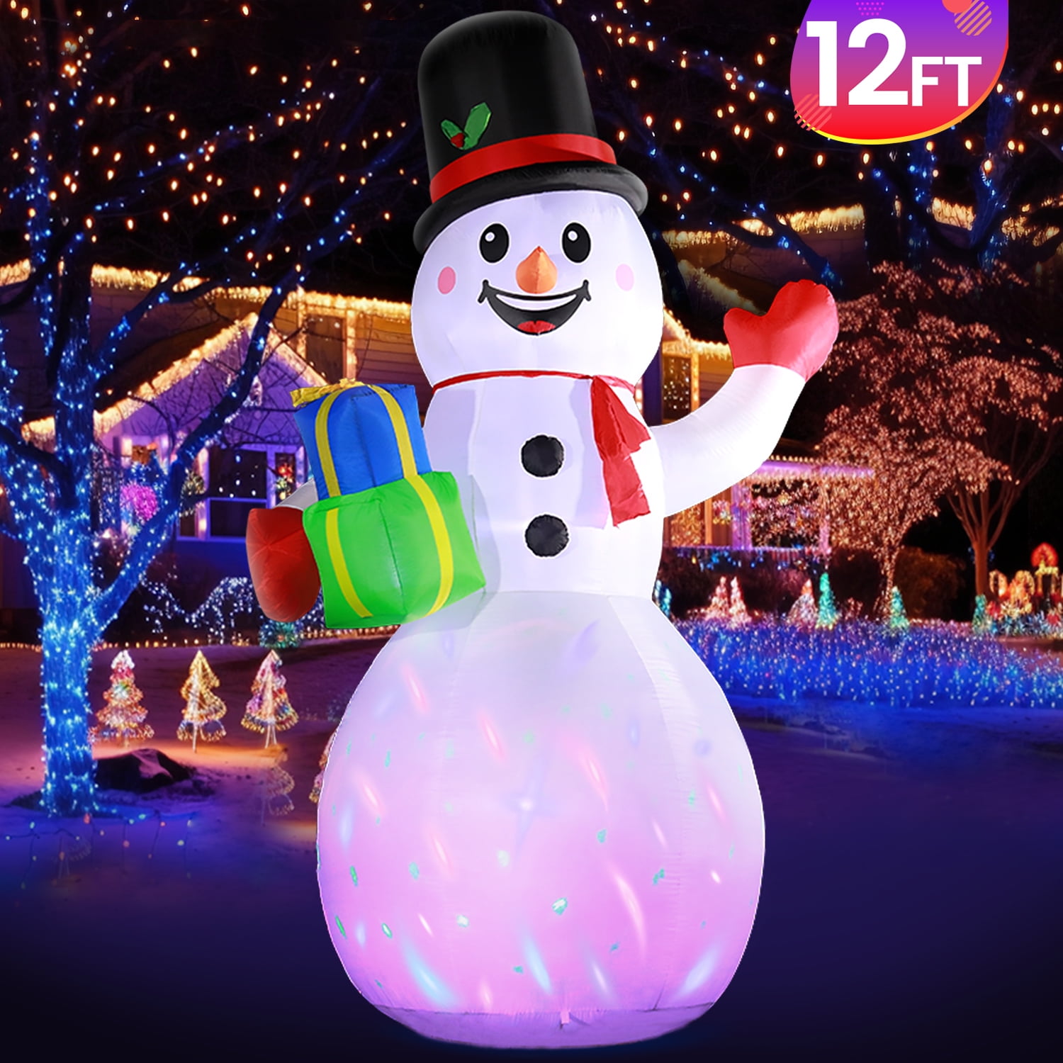 12 Ft Christmas Inflatables Snowman Decorations, Xmas Blow Up Outdoor ...