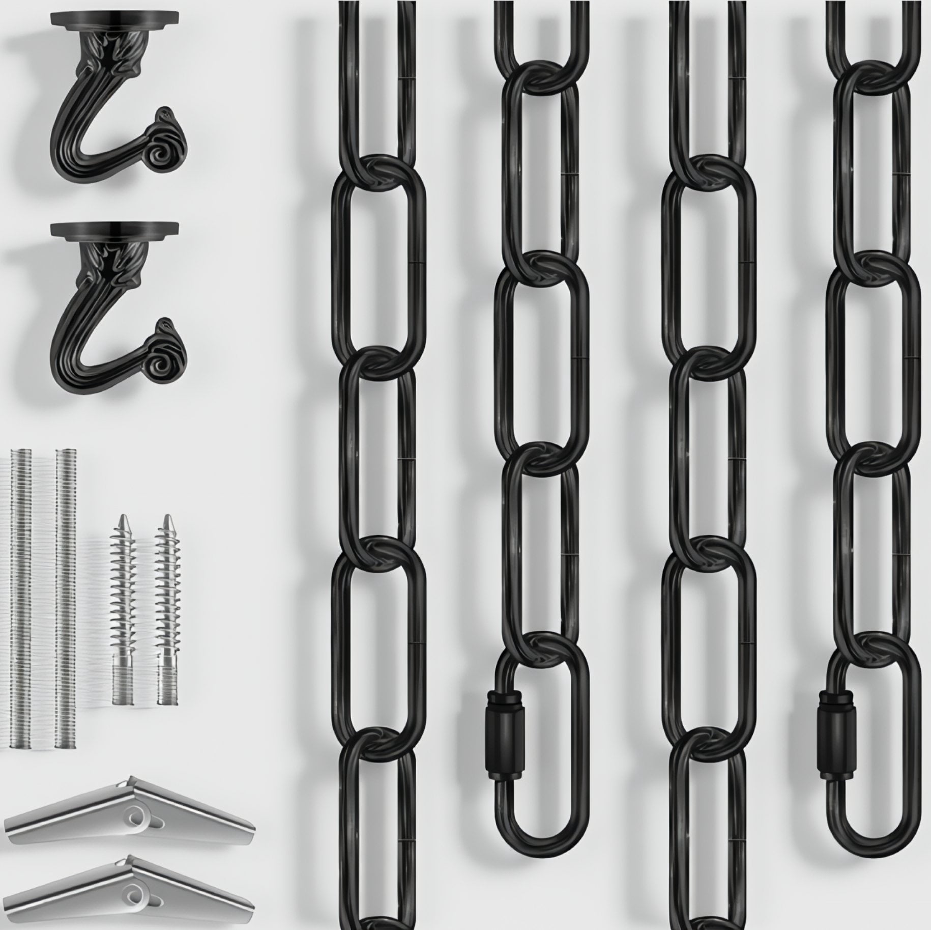12 Ft Light Fixture Hanging Chain Kit with Swag Hooks and Quick Links ...