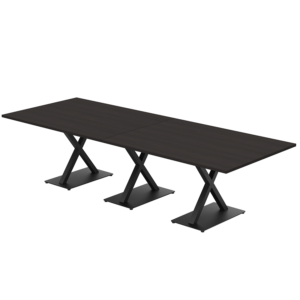 12 Ft Rectangular Modular Conference Table With X Bases Power And Data ...