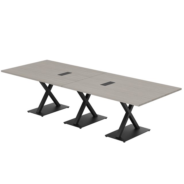 12 Ft Rectangular Modular Conference Table With X Bases Power And Data ...