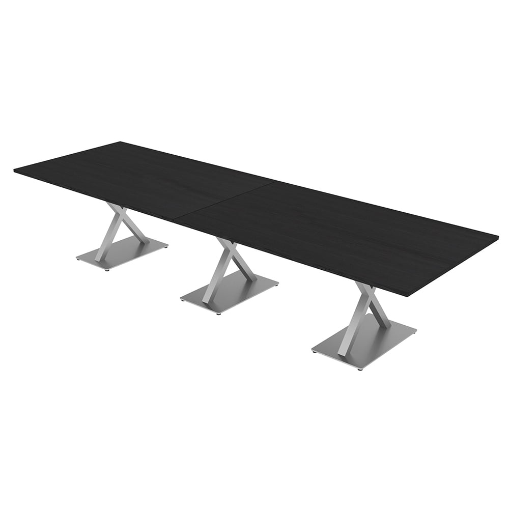 12 Ft Rectangular Modular Conference Table With X Bases Power And Data ...