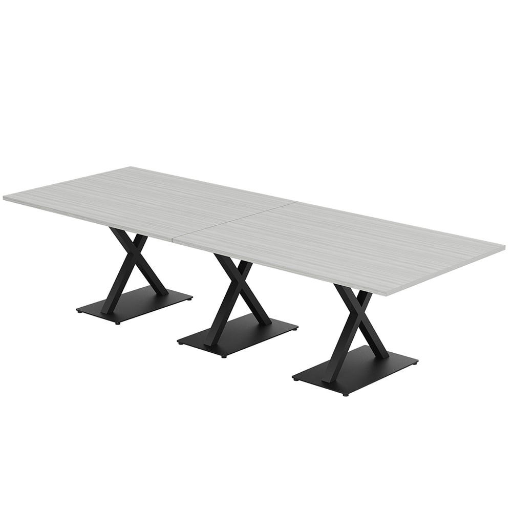 12 Ft Rectangular Modular Conference Table With X Bases Power And Data ...