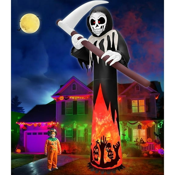 12 Ft Tall Halloween Inflatables Outdoor Decorations Blow Up Grim ...