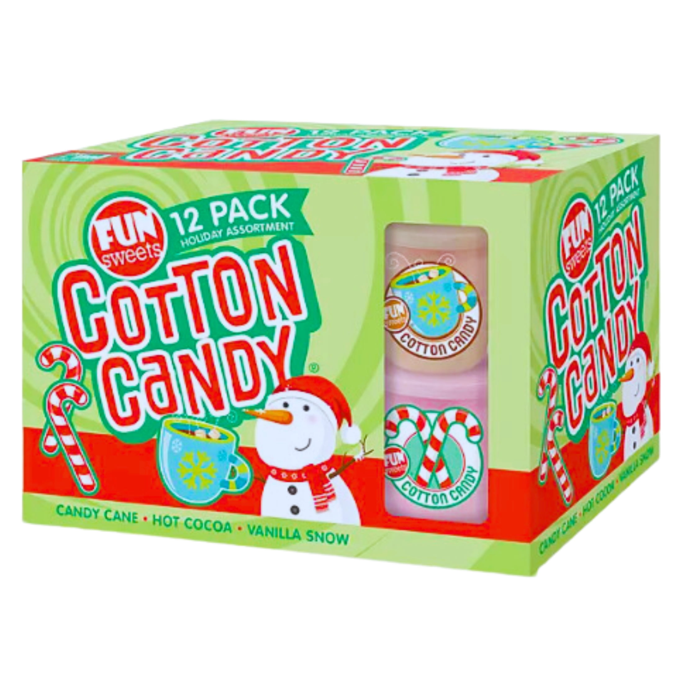(12) Fun Sweets Holiday Cotton Candy Variety Pack, 2oz Tub Fluffy Candy ...