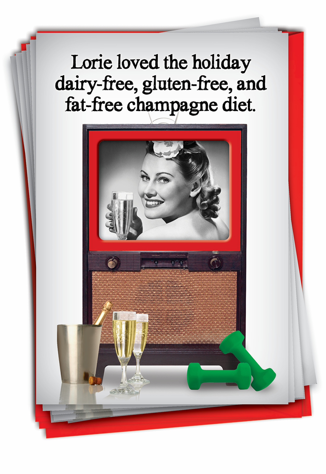 12 Funny Christmas Cards Pack (1 Design, 12 Cards) - Champagne Diet ...