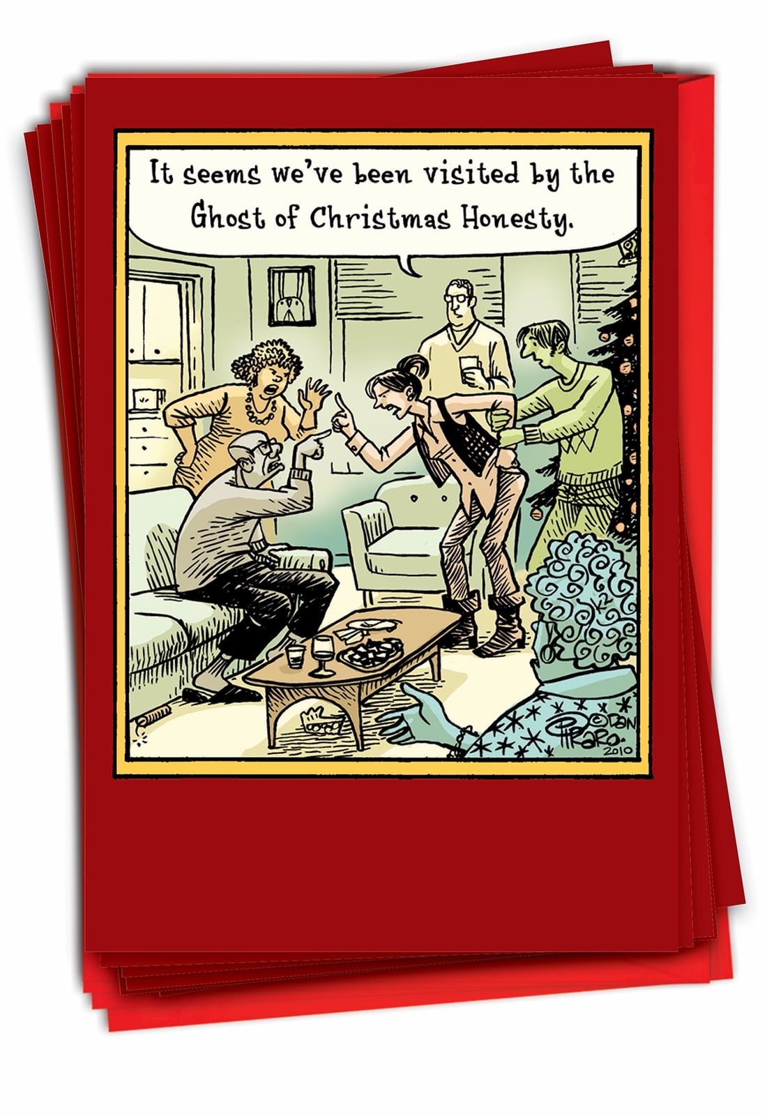 12 Funny Christmas Cards Pack (1 Design, 12 Cards) - Honesty Cartoon ...