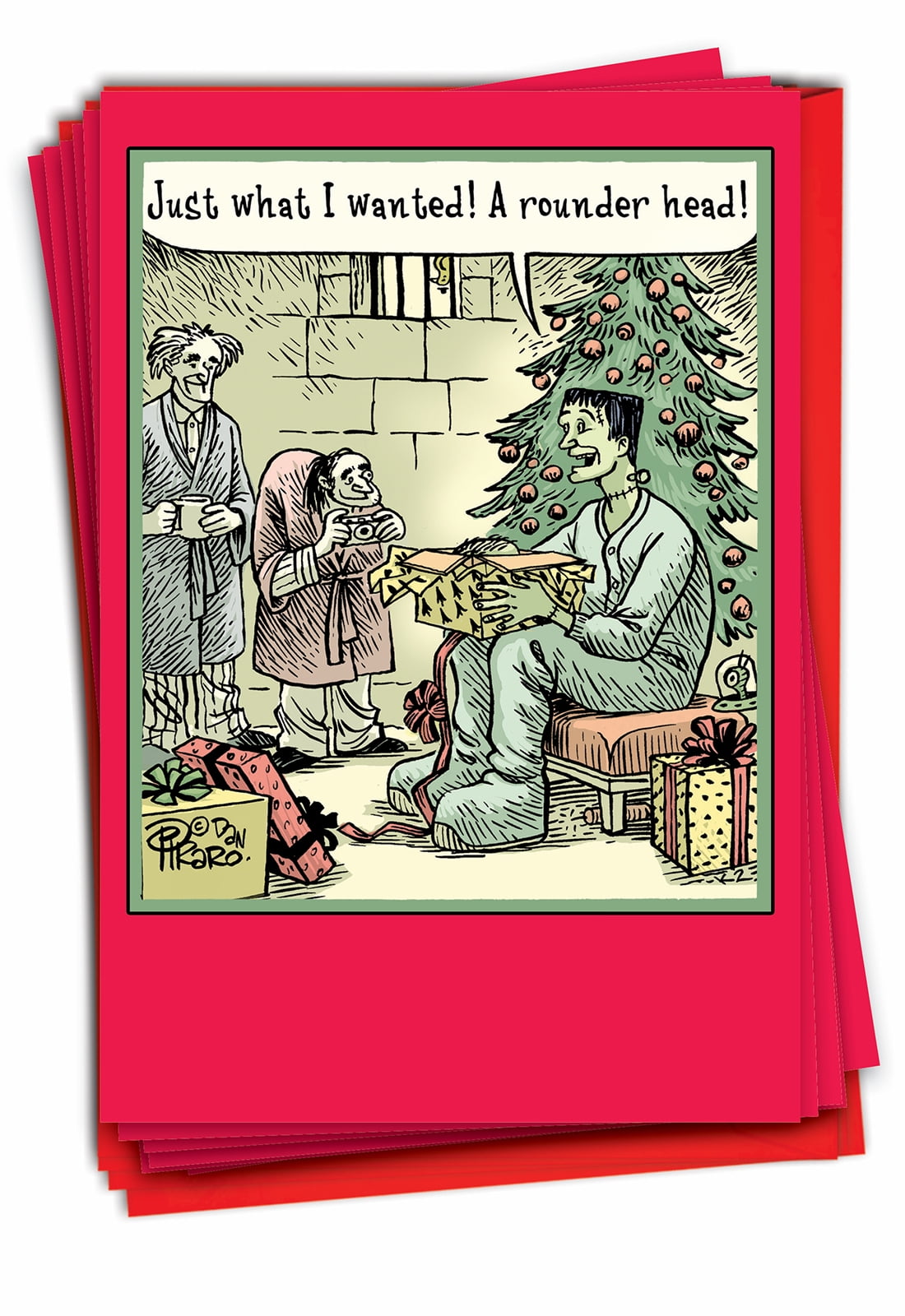 12 Funny Christmas Cards Pack (1 Design, 12 Cards) - Rounder Head B1172 ...