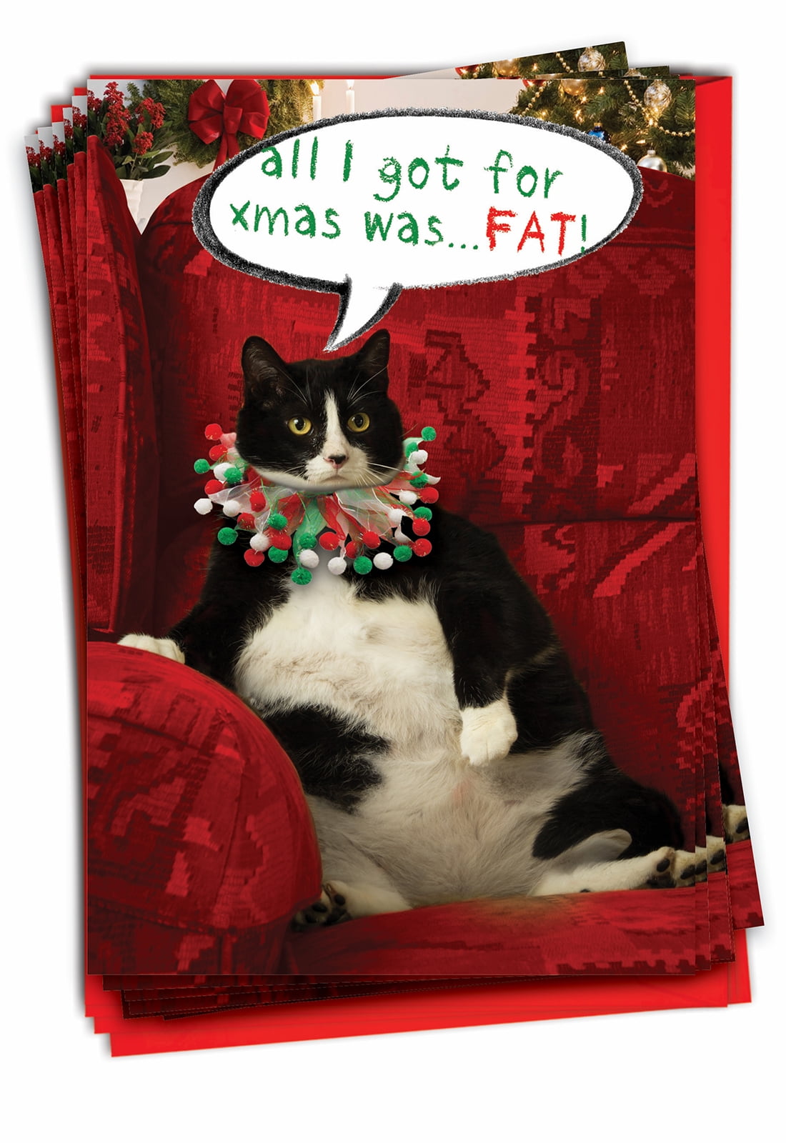 12 Funny Merry Christmas Cards Bulk (1 Design, 12 Cards) - Got Fat ...