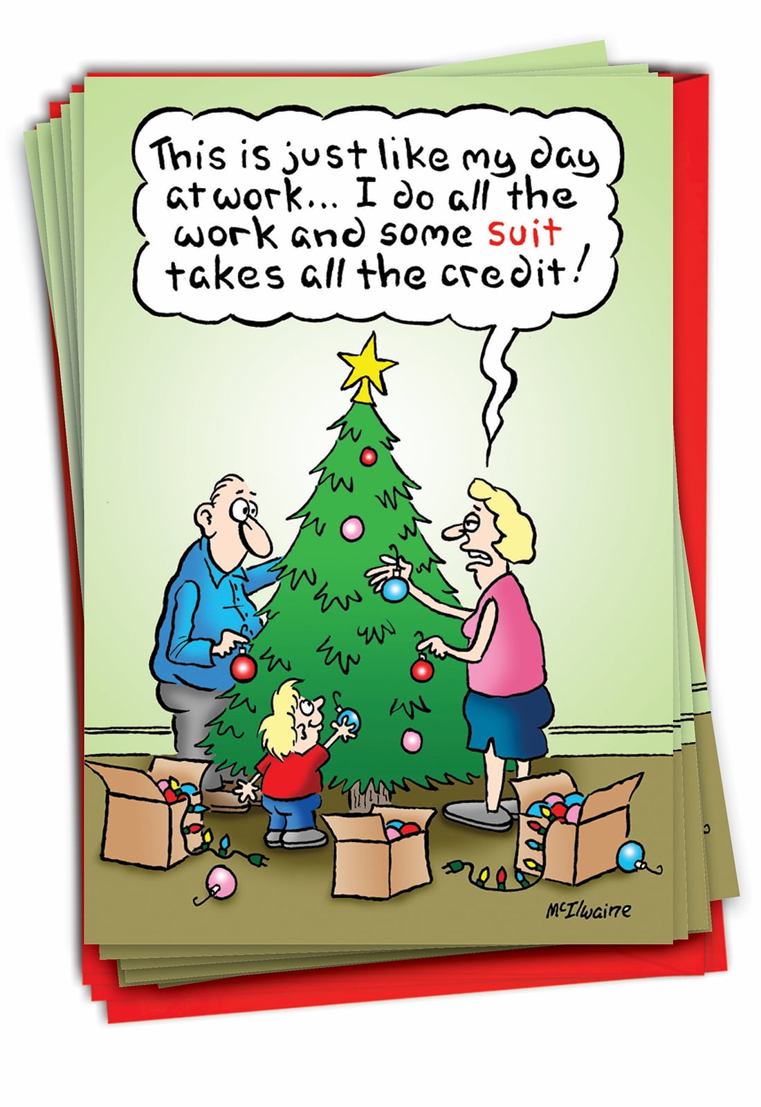 12 Funny Merry Christmas Cards Pack (1 Design, 12 Cards) - Suit Takes ...