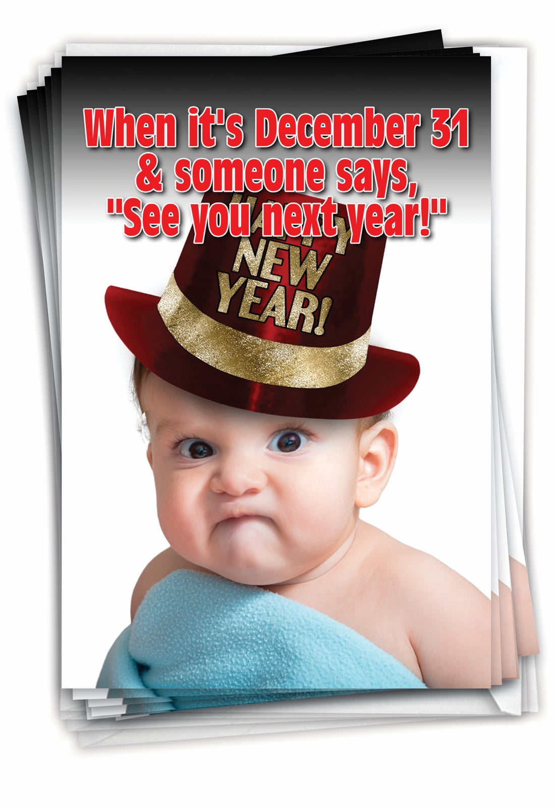 12 Funny New Year Greeting Cards (1 Design, 12 Cards) - See You Next ...