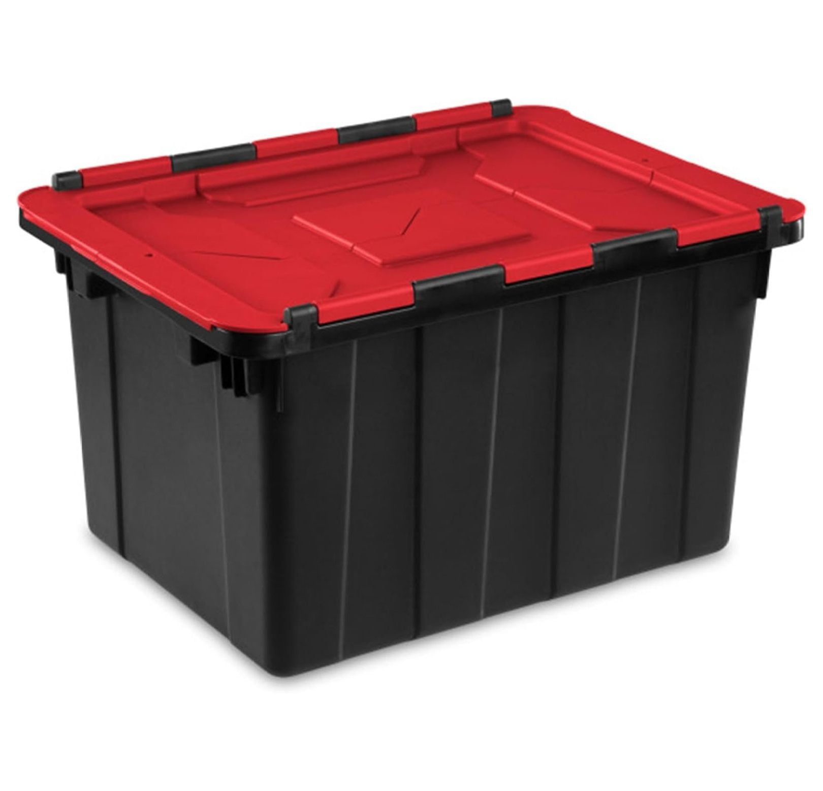 12 Gal Hinged Lid Industrial Tote, Stackable Storage Bin with Hinge Lid ...