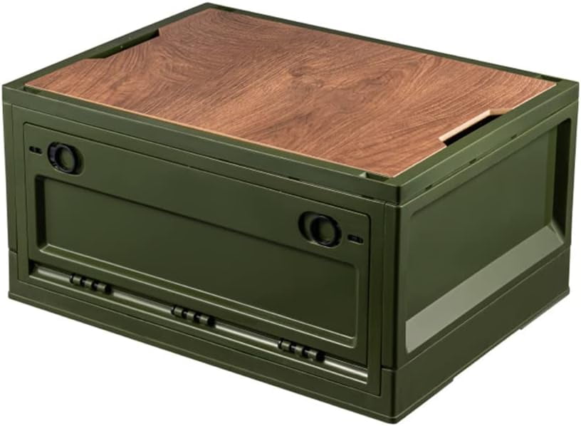 12-Gallon/45L Foldable Storage Bin with Wooden Lid - Large Capacity ...