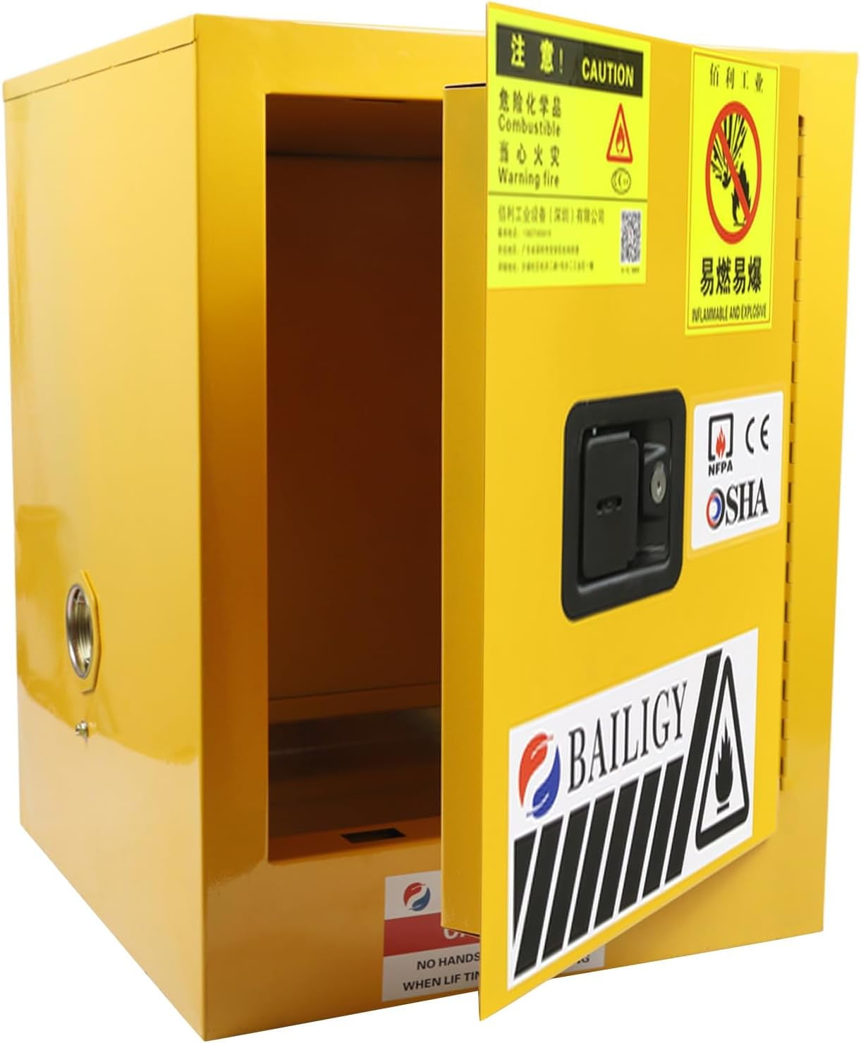 12 Gallon Cold Rolled Steel 1 Door Manual Flammable Safety Cabinet ...