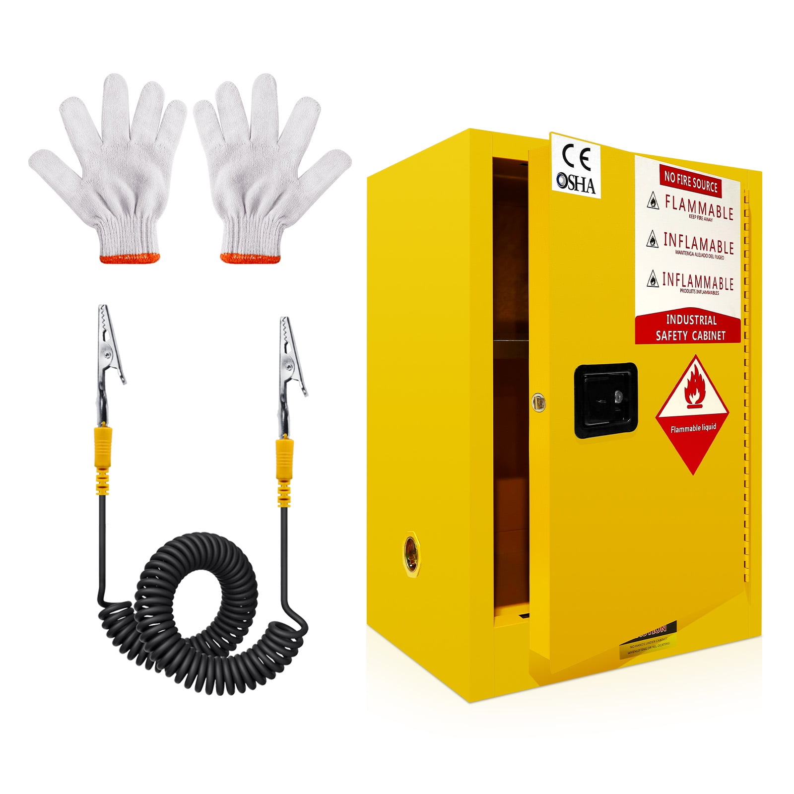 12 Gallon Double-Walled Steel Safety Cabinet (CE, Protective Gloves ...