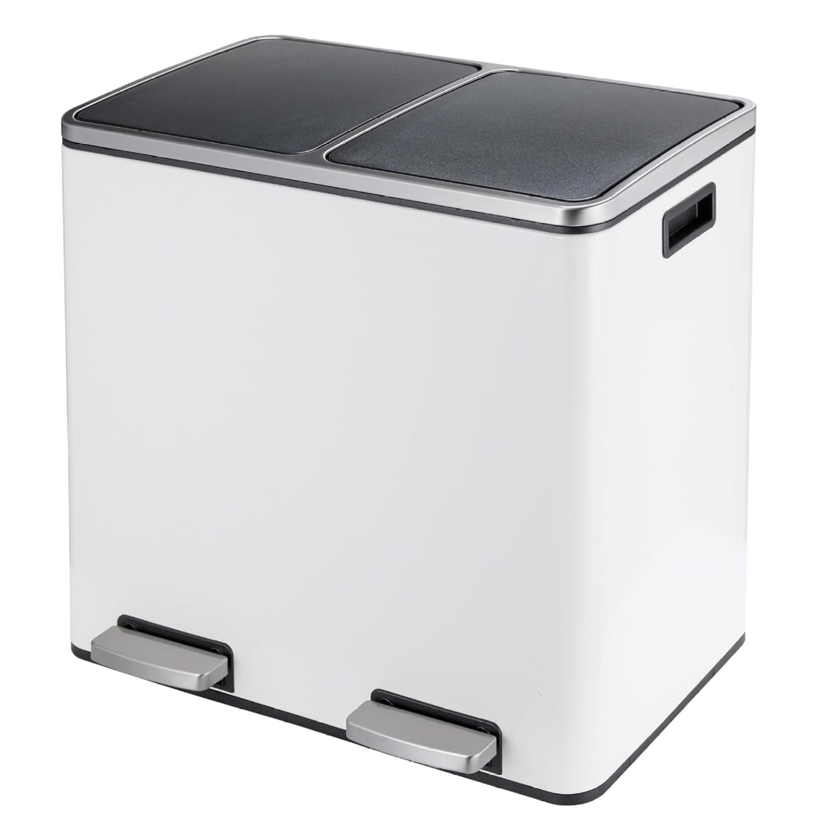12 Gallon Dual Trash Can, 48L Stainless Steel Kitchen Garbage Can, Step ...