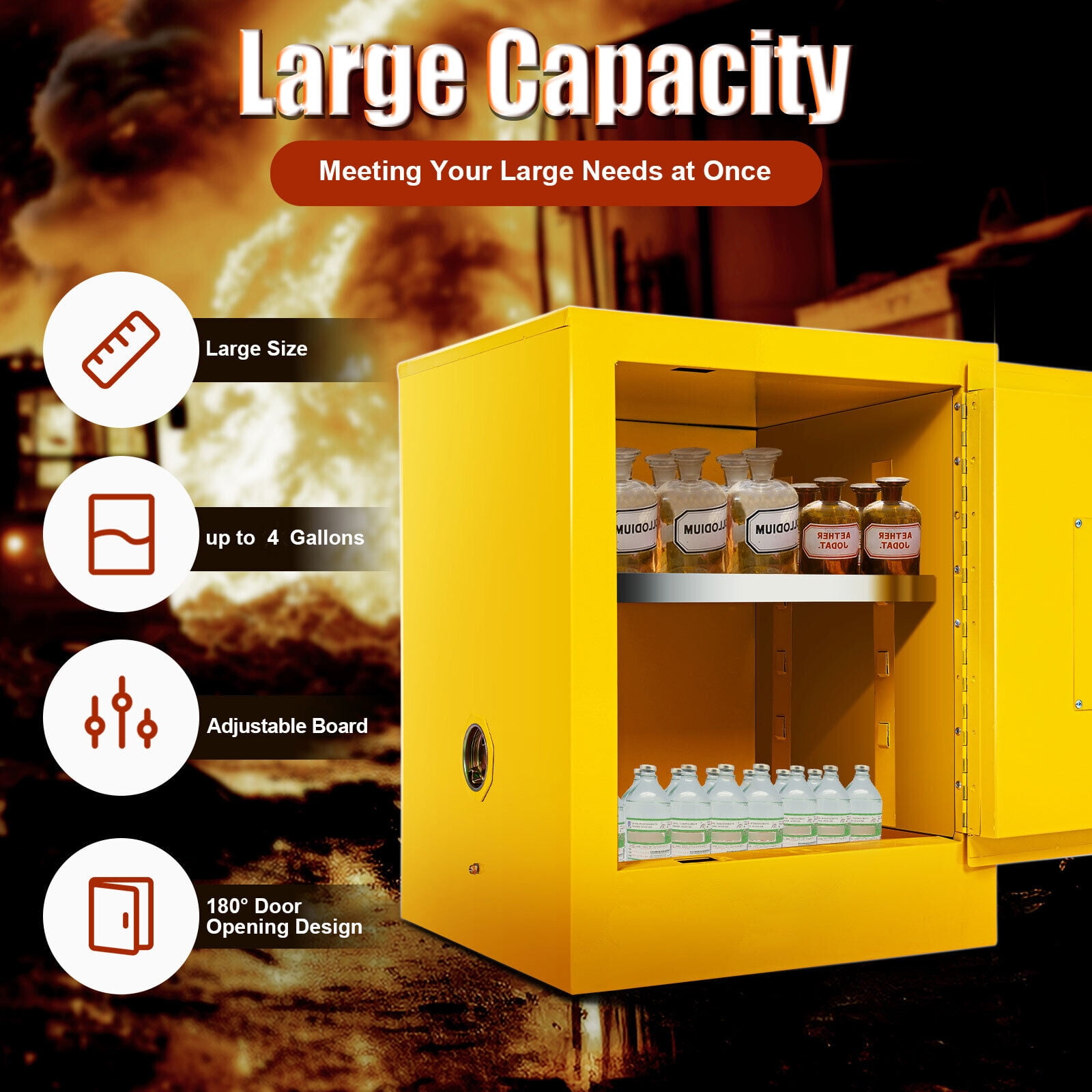 12 Gallon Fireproof Safety Storage Welded Cabinet Bin Flammable Liquid ...
