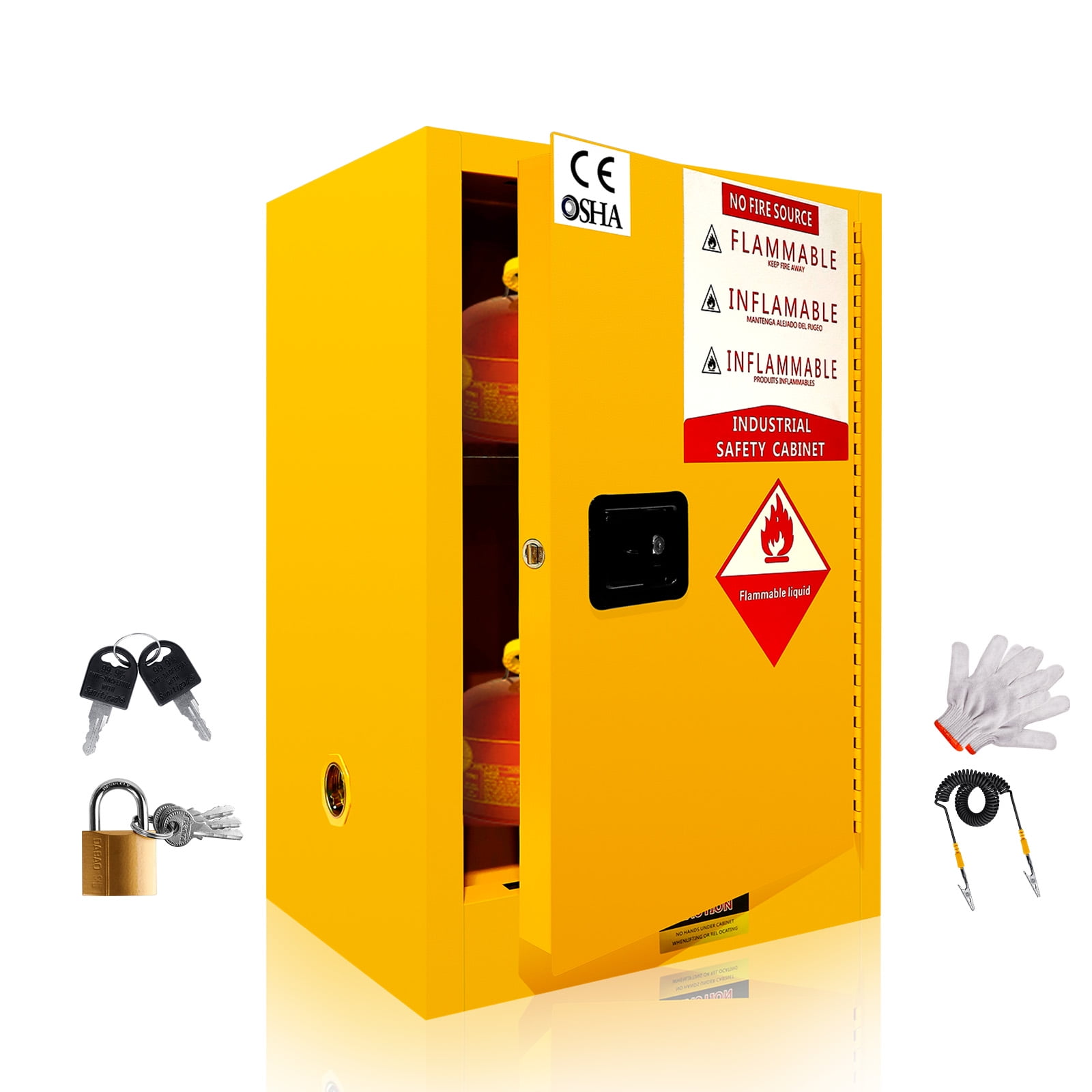 12 Gallon Flammable Hazardous Storage Cabinet, 18.11 In x 23.23 In x 35 ...