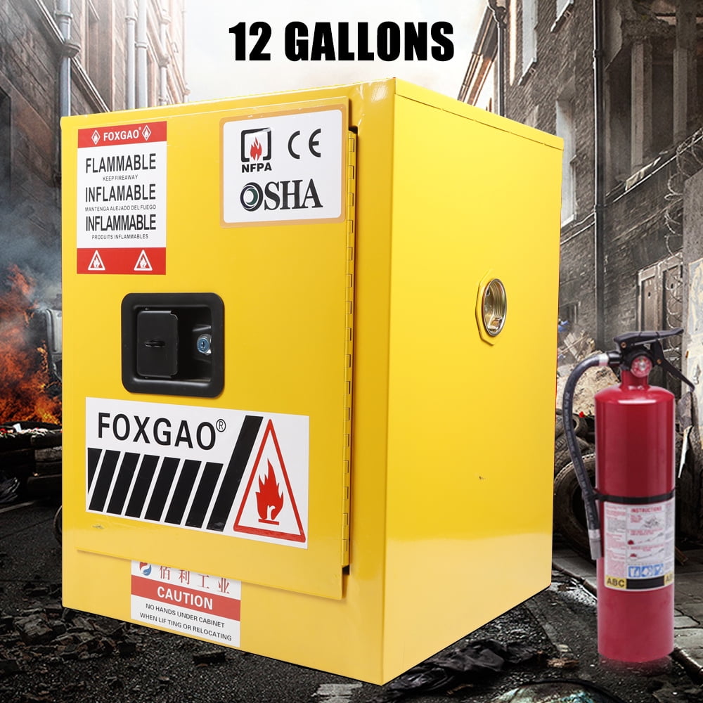12 Gallon Safety Fireproof Flammable Chemicals Storage Cabinet, Leak ...
