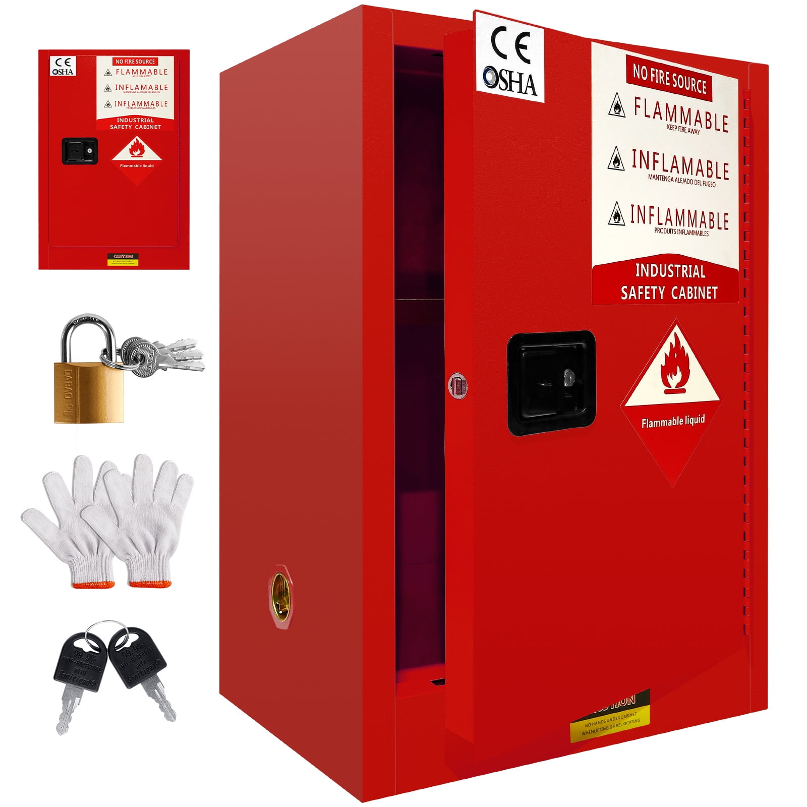 12 Gallon Flammable Safety Cabinet, Galvanized Steel Fireproof Chemical ...