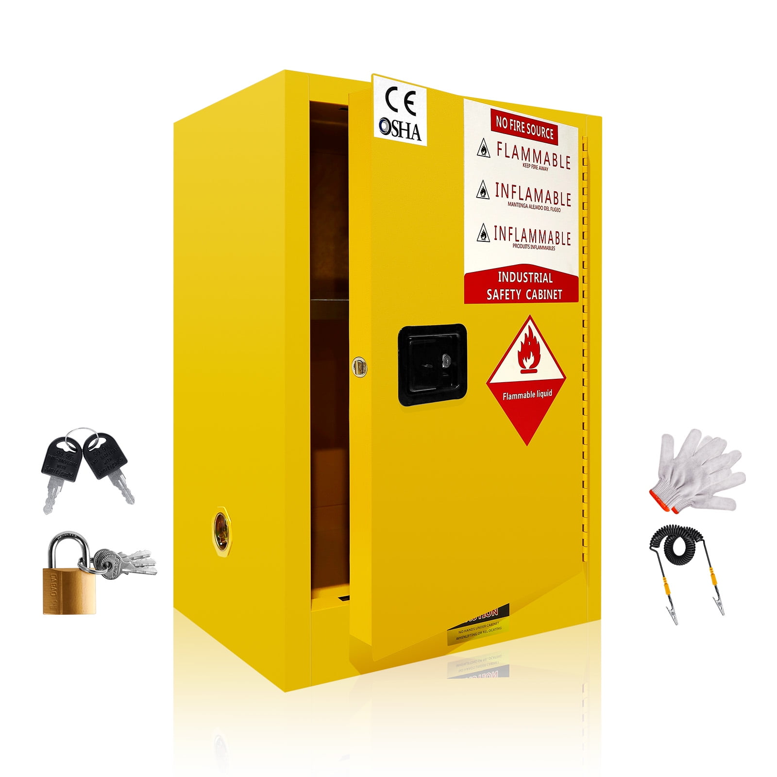 12 Gallon Flammable Storage Cabinet, 35H x 23.23W x 18.11D Galvanized ...