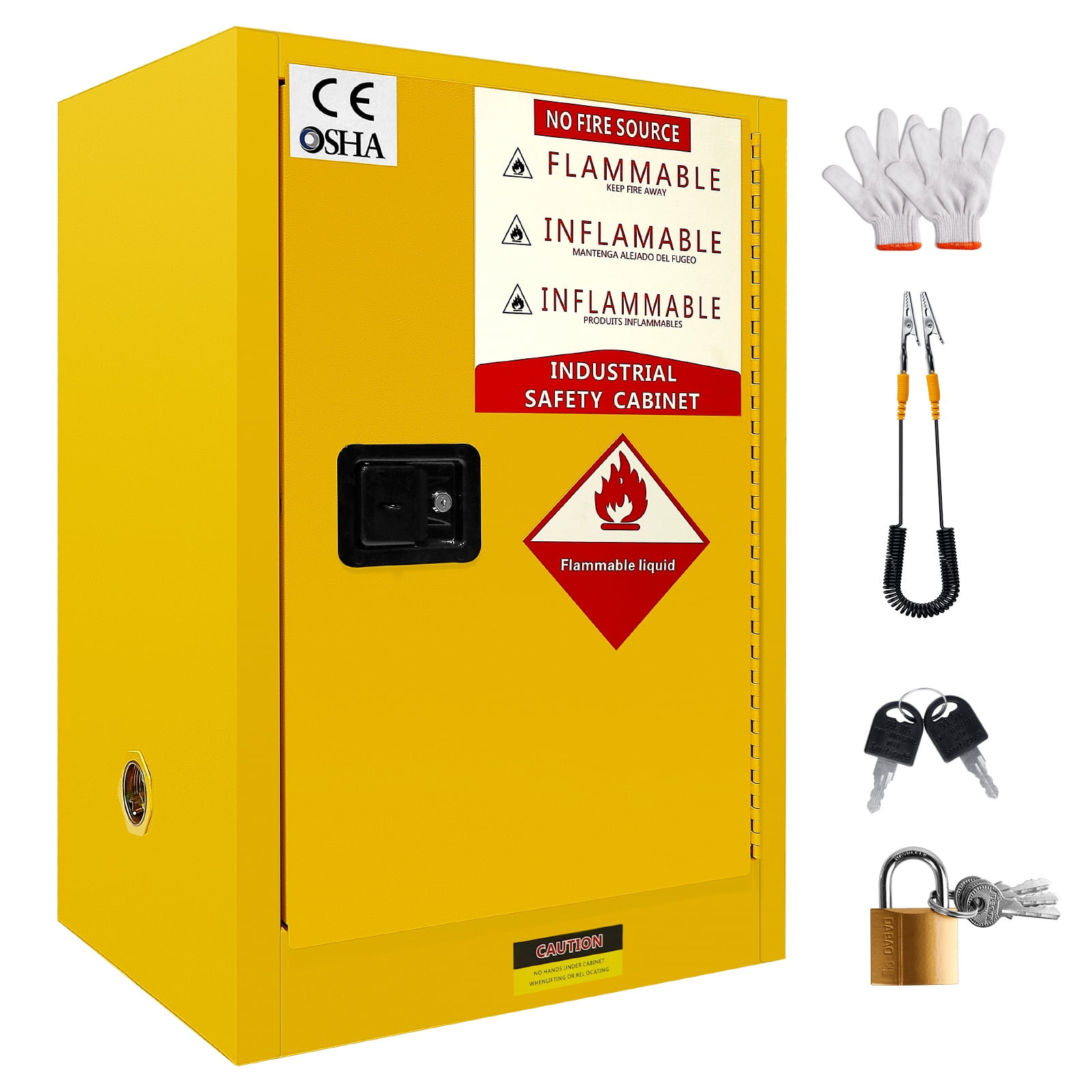 12 Gallon Flammable Storage Cabinet, 35H x 23.23W x 18.11D Galvanized ...