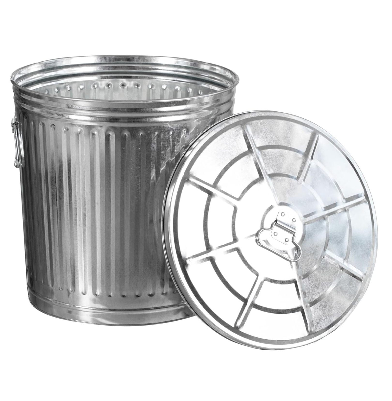 12 Gallon Galvanized Steel Trash Can with Lid - Durable Metal Garbage ...