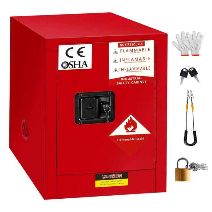 12 Gallon Red Fire Safety Cabinet: Double - Walled Steel, CE & OSHA ...
