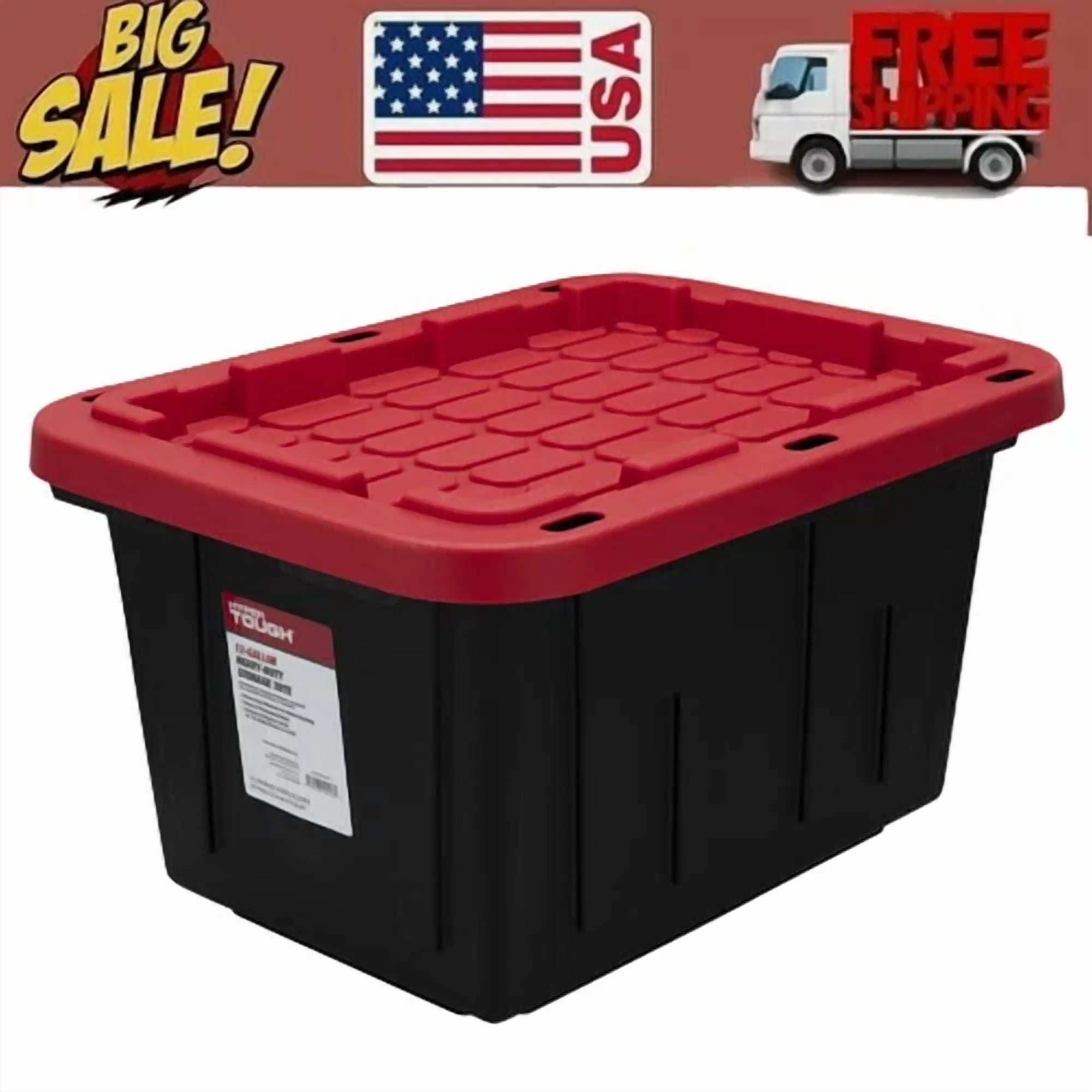12 Gallon Snap Lid Stackable Container Tote Plastic Storage Box Black ...