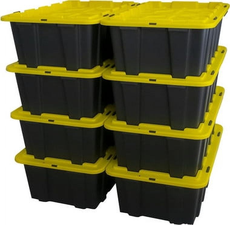 12 Gallon Snap Lid Storage Bin Container Tote Box Durable Plastic Black ...