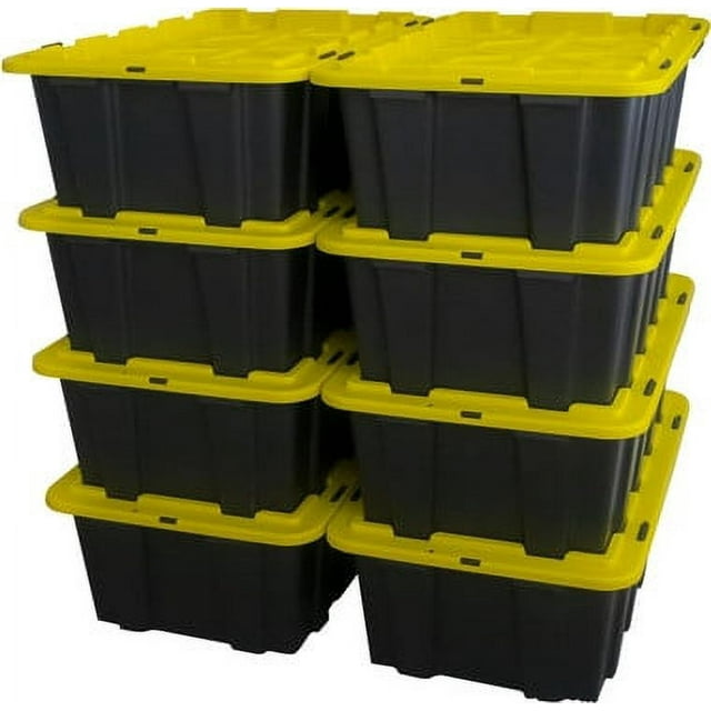 12 Gallon Snap Lid Storage Bin Container Tote Box Durable Plastic Black ...