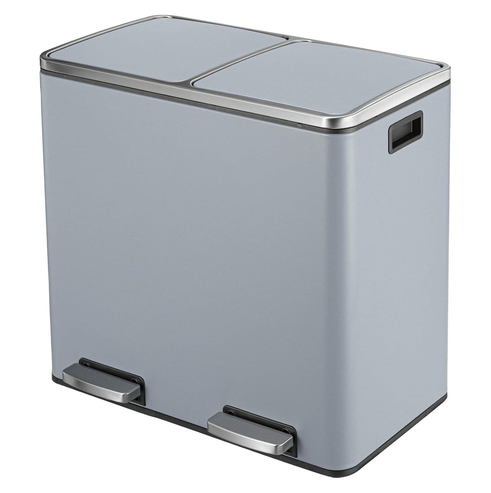 12 GallonStainless Steel Trash Can, 48L Dual Compartment, Metal Kitchen ...