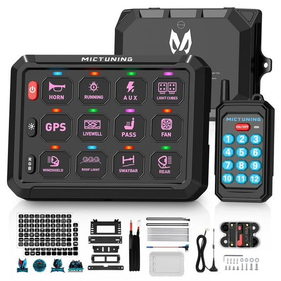 12 Gang RGB Switch Panel w/Wireless Remote Control Circuit Relay Box ...