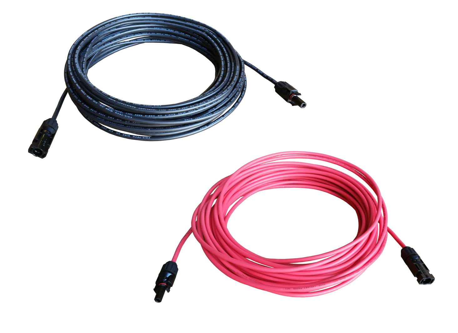 12 Gauge 12 AWG One Pair 5 Feet Black + 5 Feet Red Solar Panel ...
