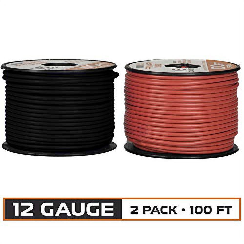 12 Gauge Primary Wire - 2 Roll Red & Black Pack - 100 Ft of Copper Clad ...