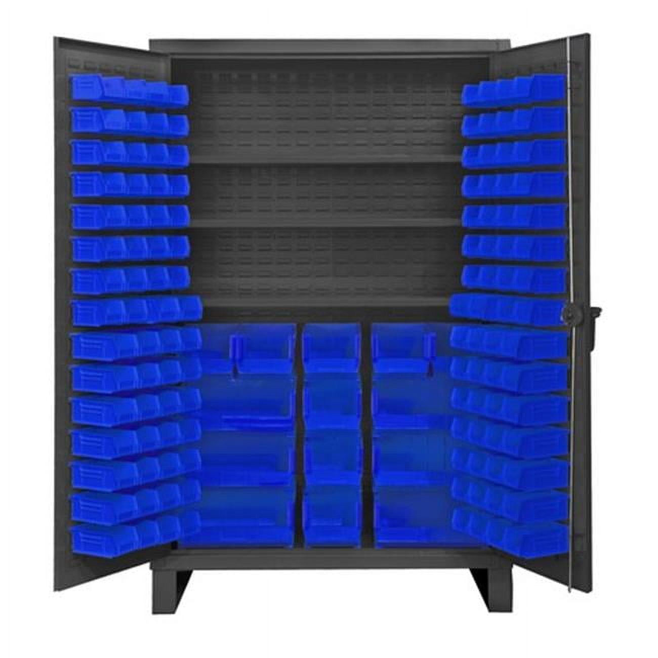 12 Gauge Recessed Door Style Lockable Cabinet with 134 Red Hook on Bins ...