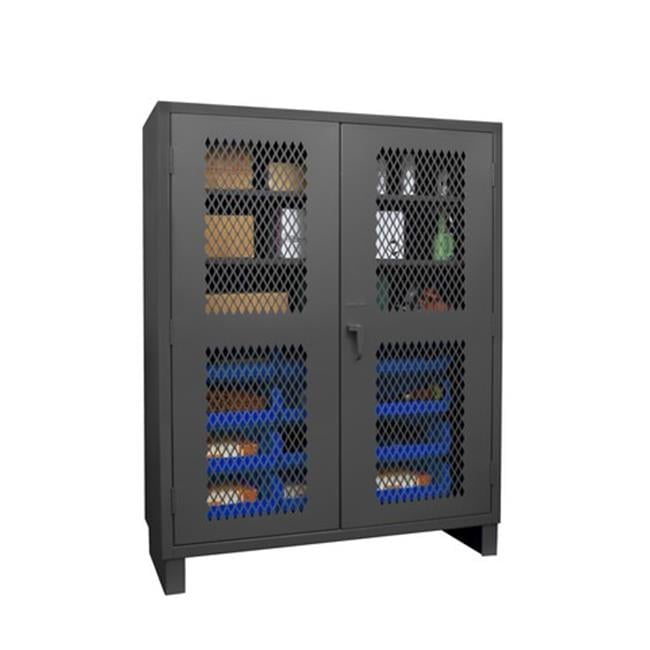 12 Gauge Recessed Door Style Lockable Ventilated Cabinet with 12 Blue ...