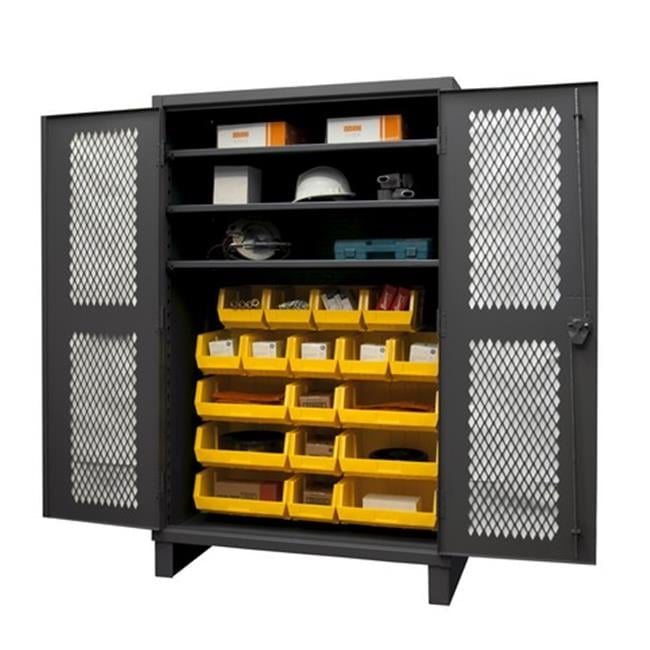 12 Gauge Recessed Door Style Lockable Ventilated Cabinet with 18 Yellow ...