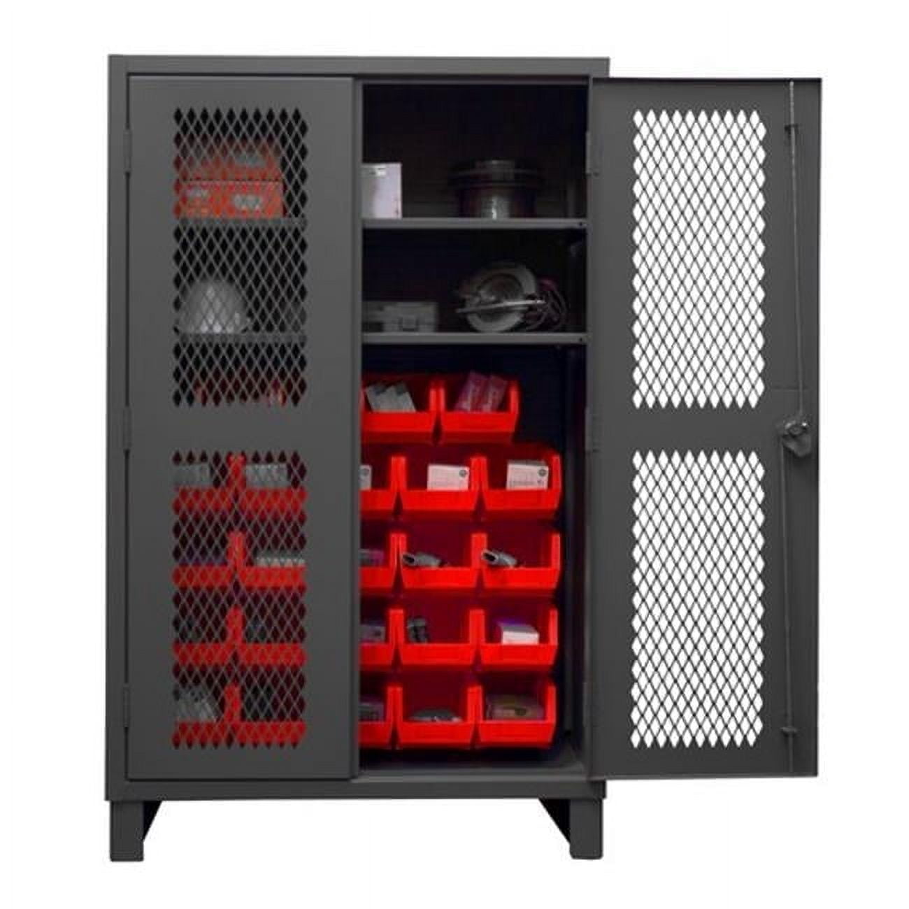 12 Gauge Recessed Door Style Lockable Ventilated Cabinet with 24 Red ...
