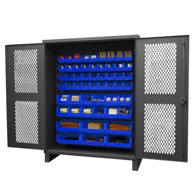 12 Gauge Recessed Door Style Lockable Ventilated Cabinet with 54 Blue ...